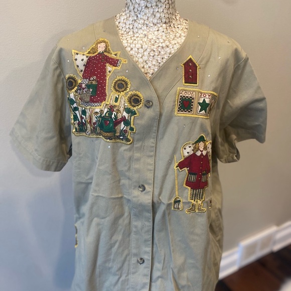 Quacker Factory | Tops | Vintage Quacker Factory Olive Green Cotton ...